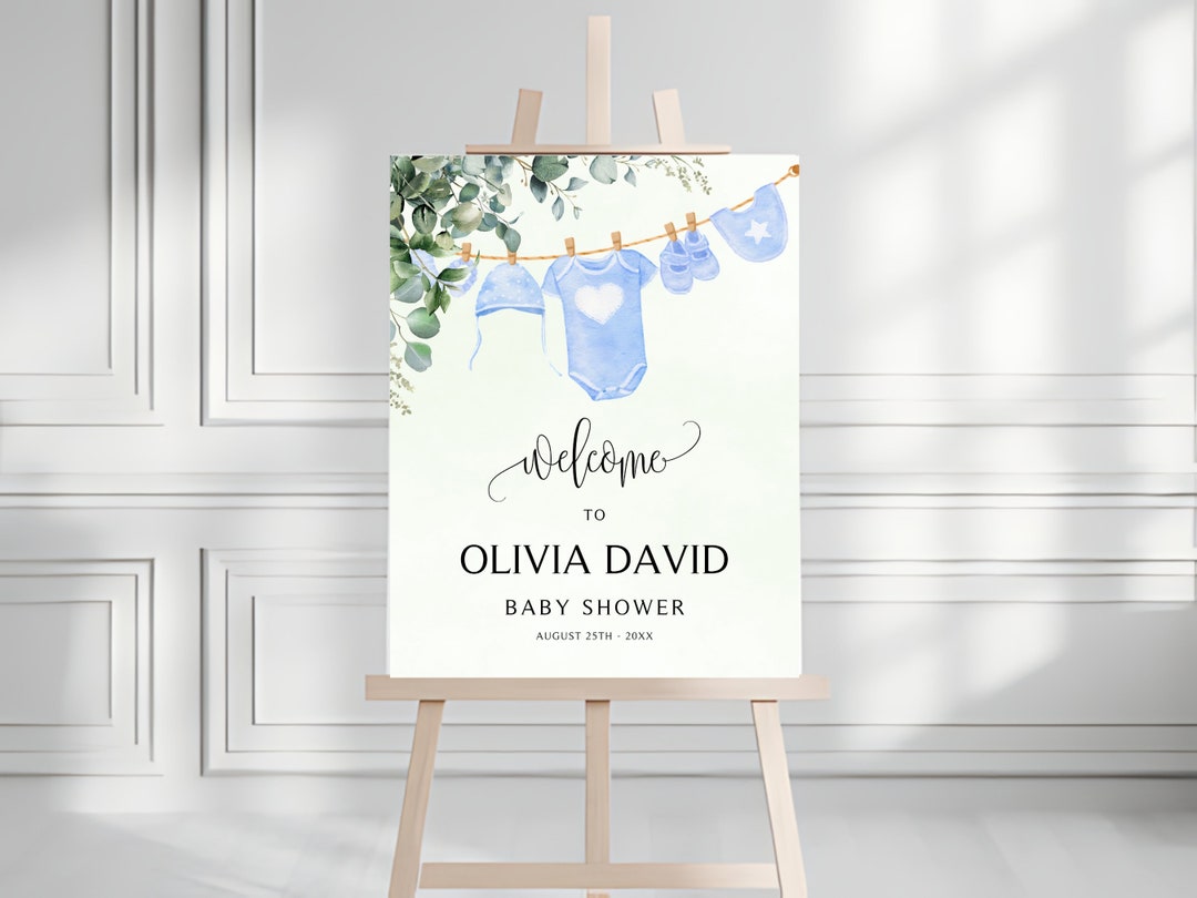 Boy Baby Shower Welcome Sign Template, Boho Boy Baby Shower, Baby Boy ...