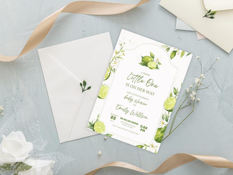 Lemon Baby Shower Invitation, A Sweet Little One Citrus Baby Shower ...