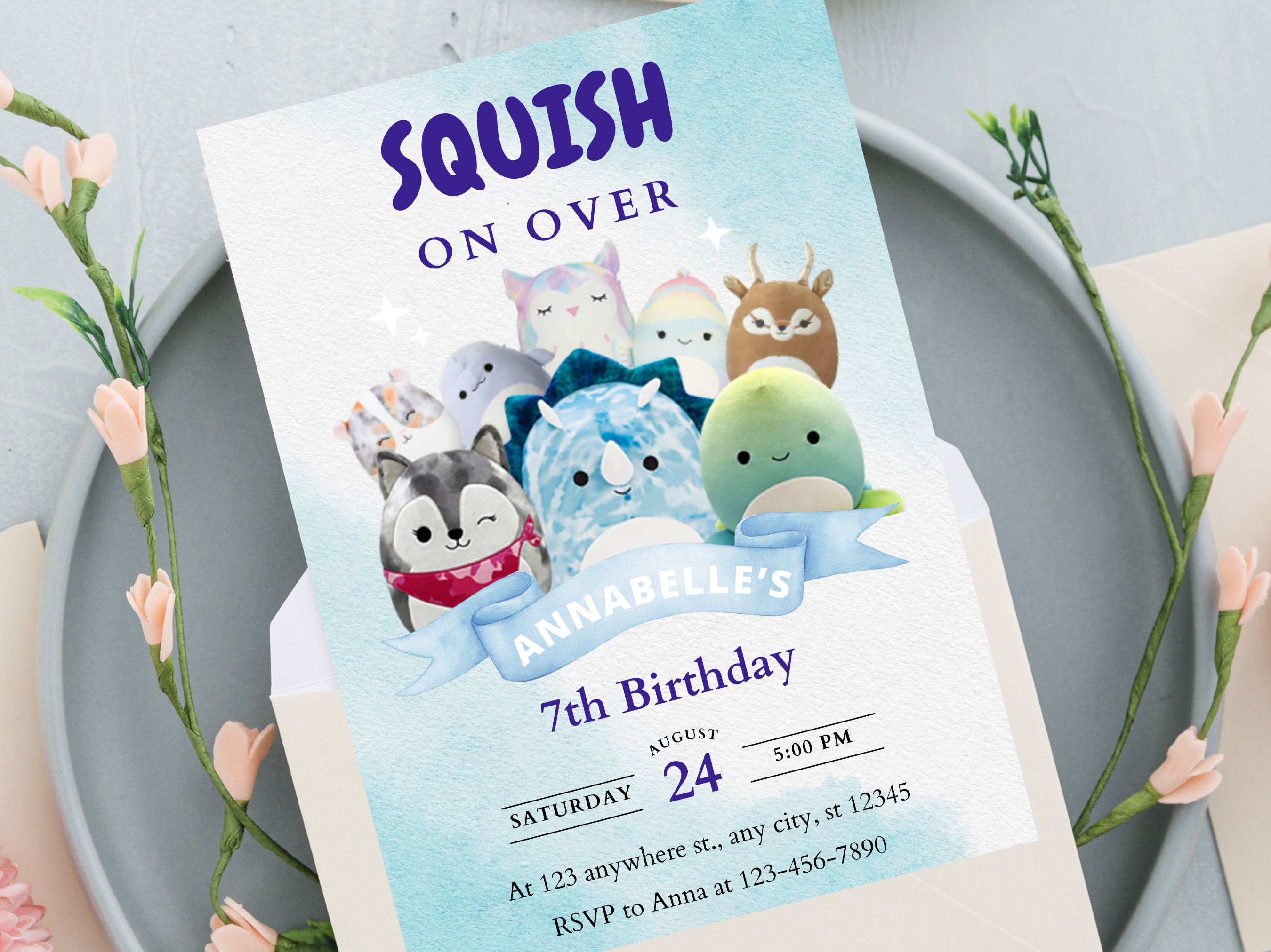 Squishmallow Birthday Invitation, Squishy Invitation, Squishmallow ...