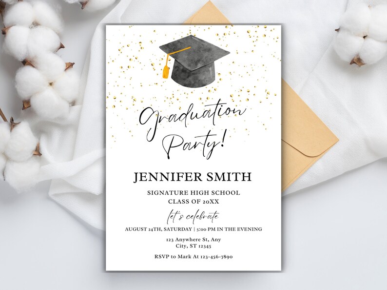 Graduation Party Invitation, Graduation Announcement Invitation, High ...