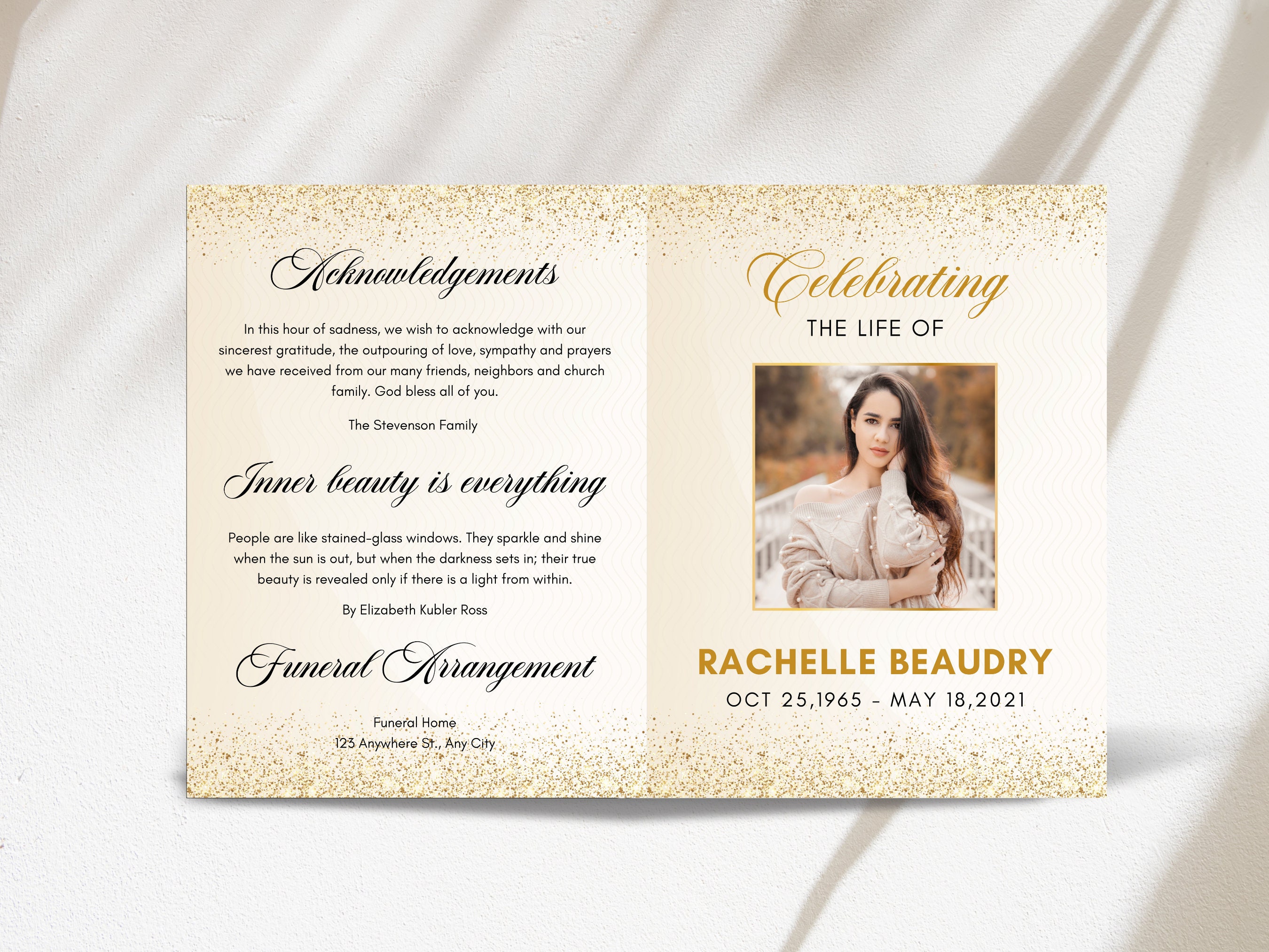 Editable Funeral Program Template, Bi-fold Obituary Template, Obituary ...