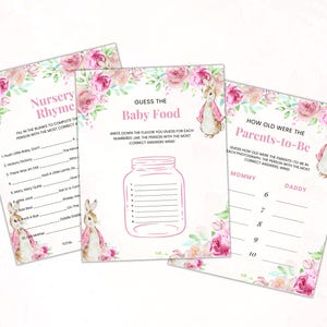 Peter Rabbit Baby Shower Games Bundle, Girl Baby Shower Games Package ...