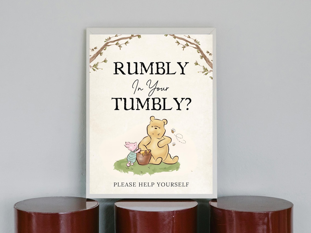 Rumbly in Your Tumbly Winnie the Pooh Poster, Sweet Dessert Bar Table ...