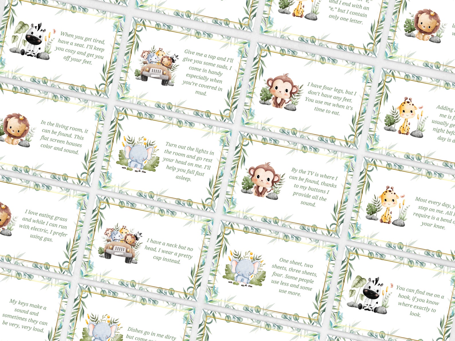 Safari Scavenger Hunt Clue Cards, Jungle Treasure Hunt Clues , Jungle ...