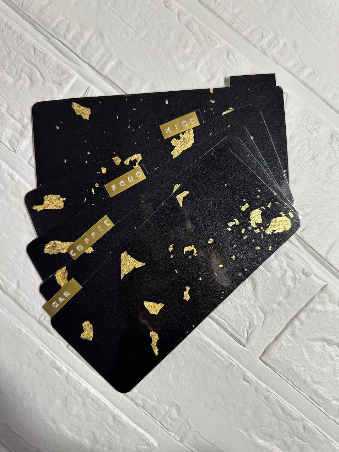 Set of 5 Black Vellum Cash Dividers With Gold Flakes Wallet Dividers ...