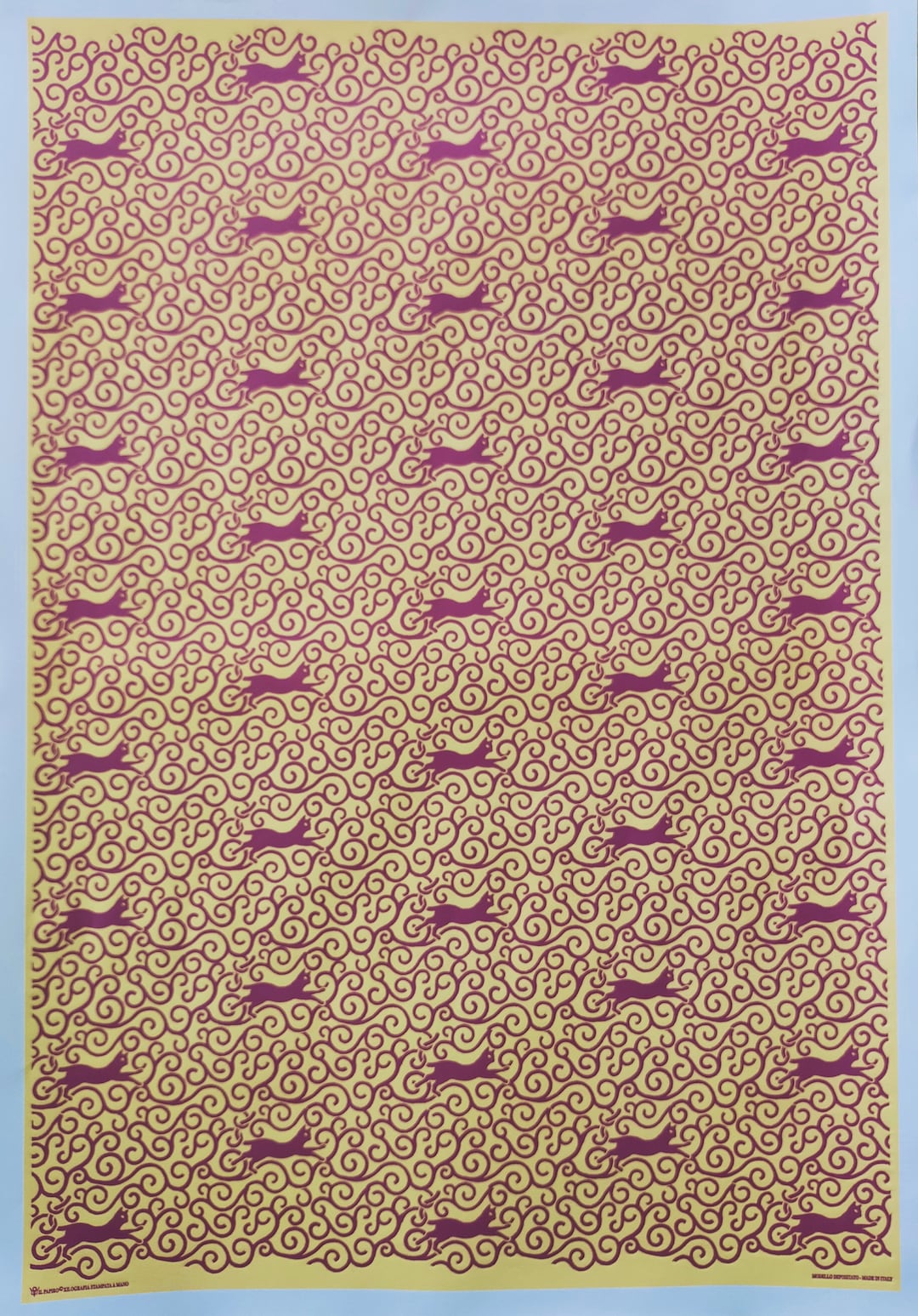 Woodblock Paper Sheet - Burgundy Cat - Hand Printed - Etsy