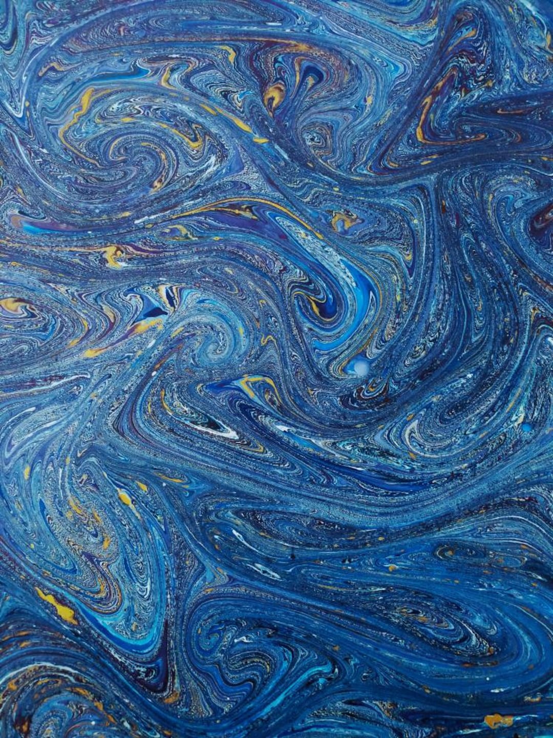 Hand Marbled Sheet of Paper - Blue Marble Design - Etsy