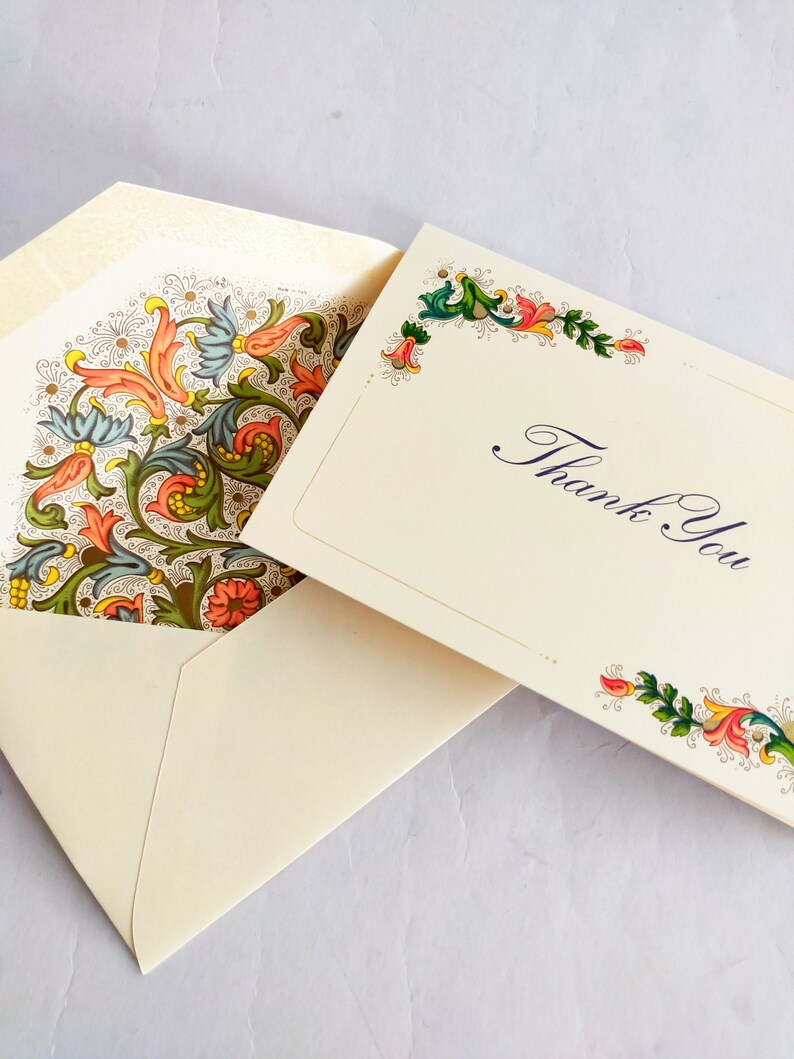 10 envelopes 10 thank you note cards Florentine card set Paper & Party ...