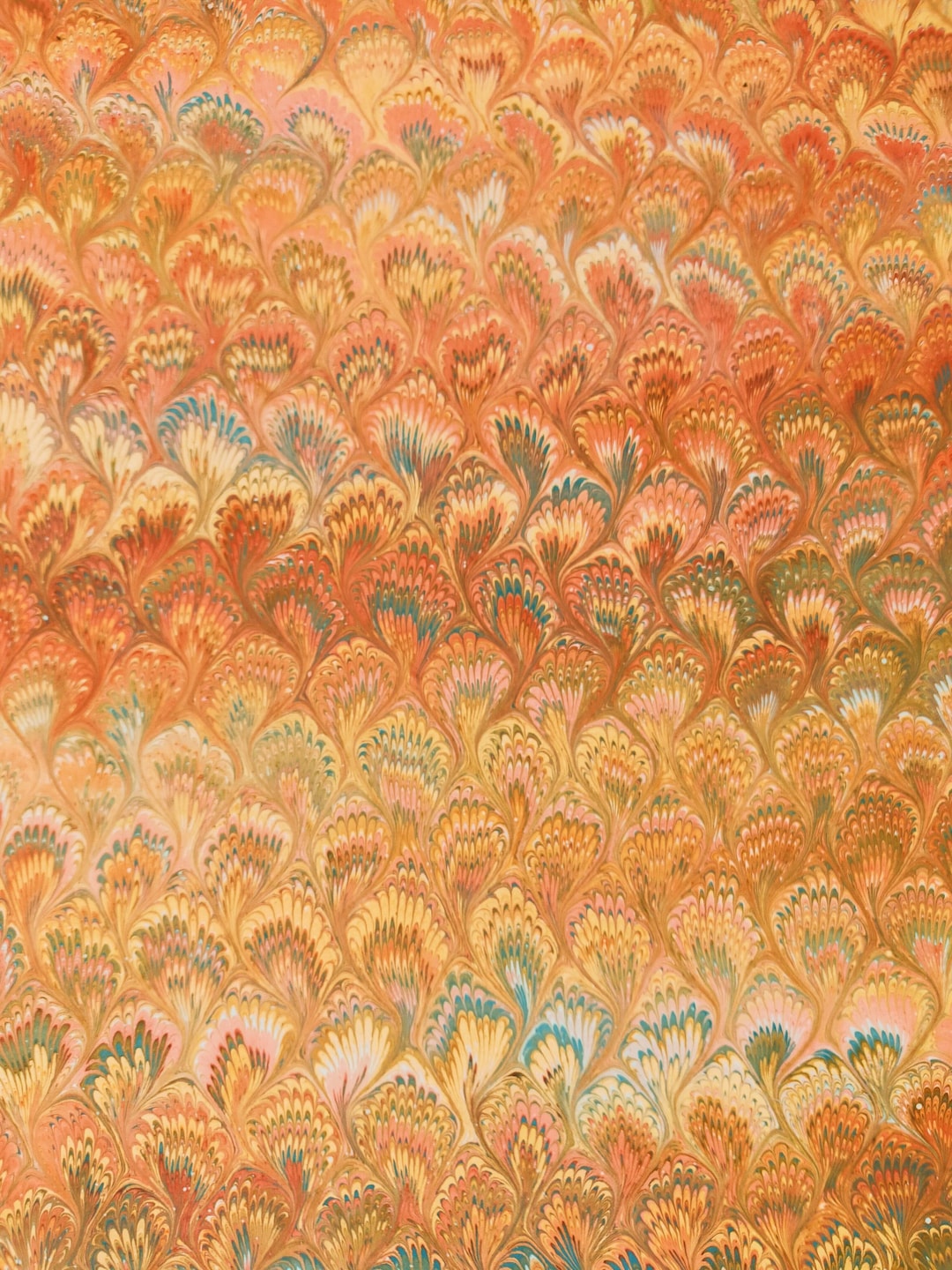Italian Handcrafted Marbled Paper Sheet Amber Peacock Pattern 50x70 Cm ...