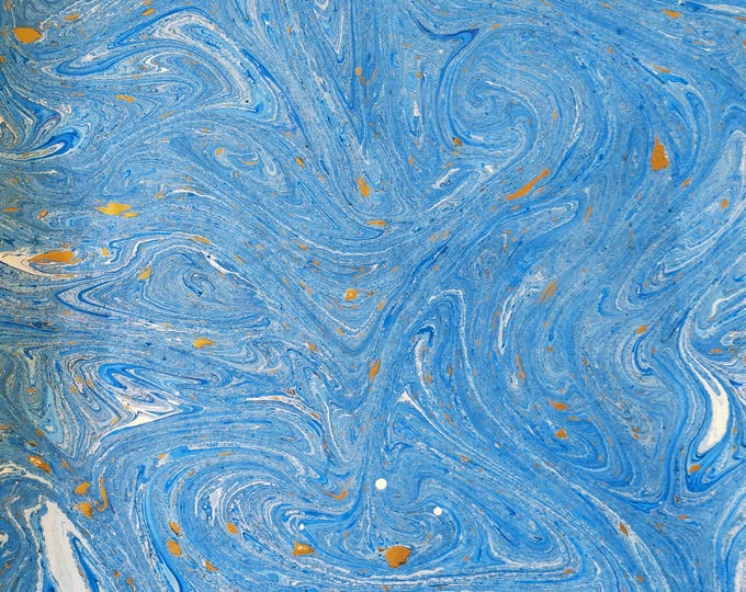 Marbled Sheet of Paper - Light Blue Marble Pattern - Bookbinding Paper ...