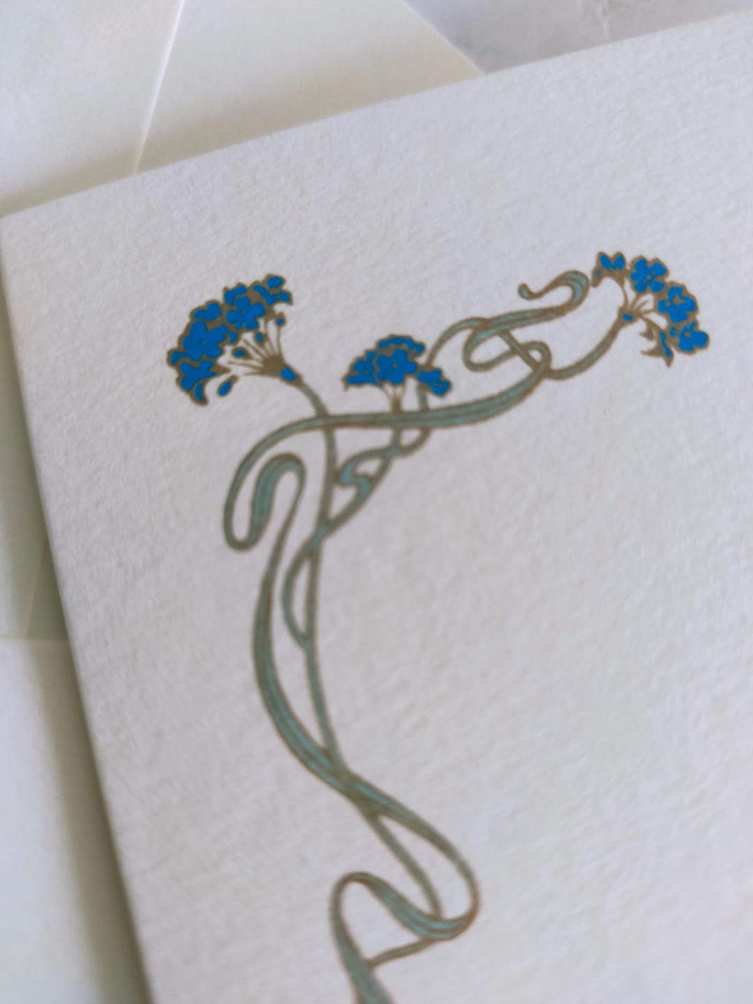Blue Flower Frame Card and Envelope - Etsy