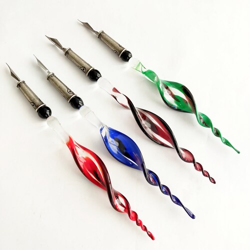 Hand Blown Glass Dip Pen Crystal Glass Dip Pen T Set Etsy