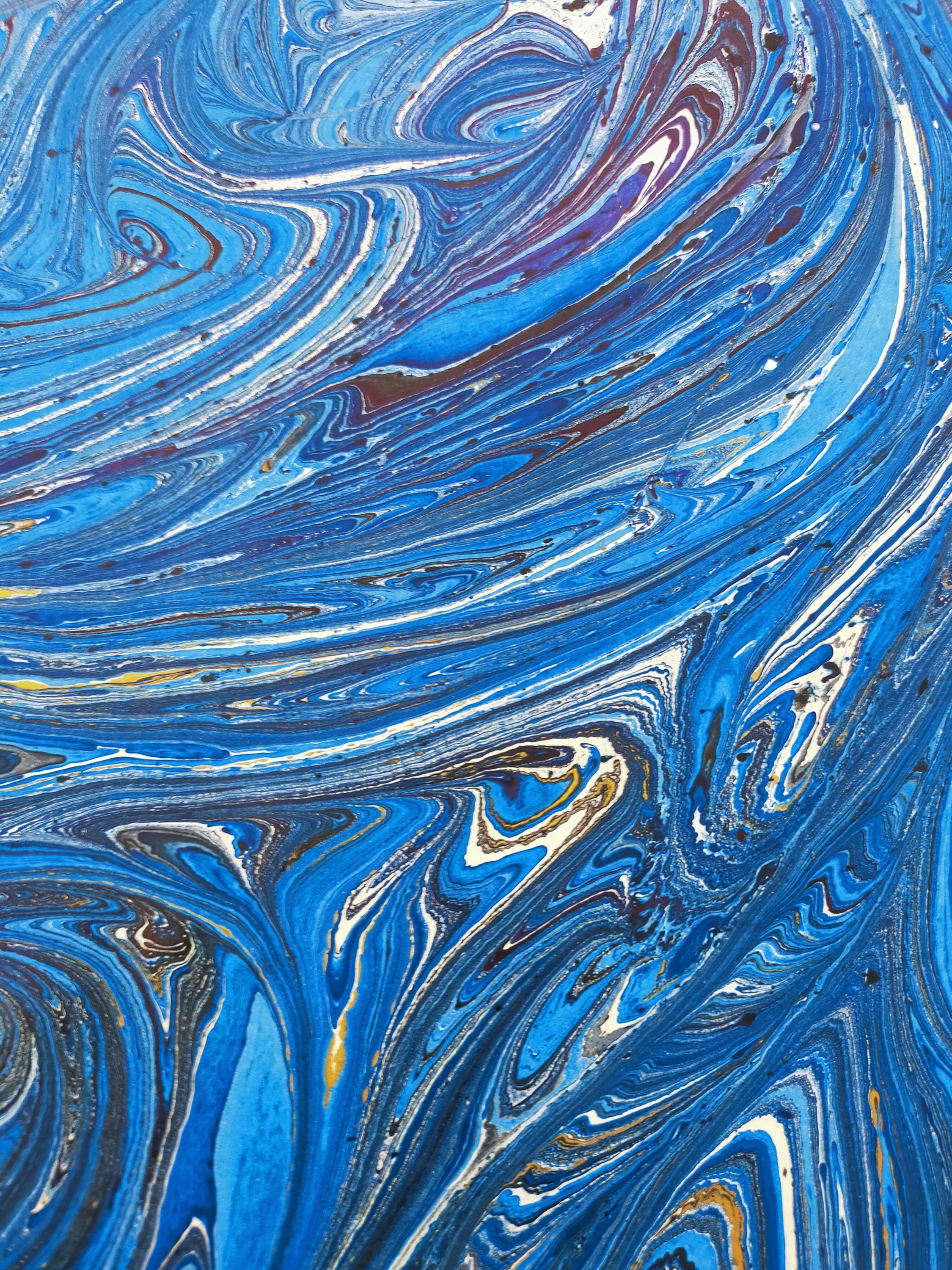 Hand Marbled Sheet of Paper - Blue Marble Design - Etsy