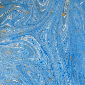 Marbled Sheet of Paper - Light Blue Marble Pattern - Bookbinding Paper ...