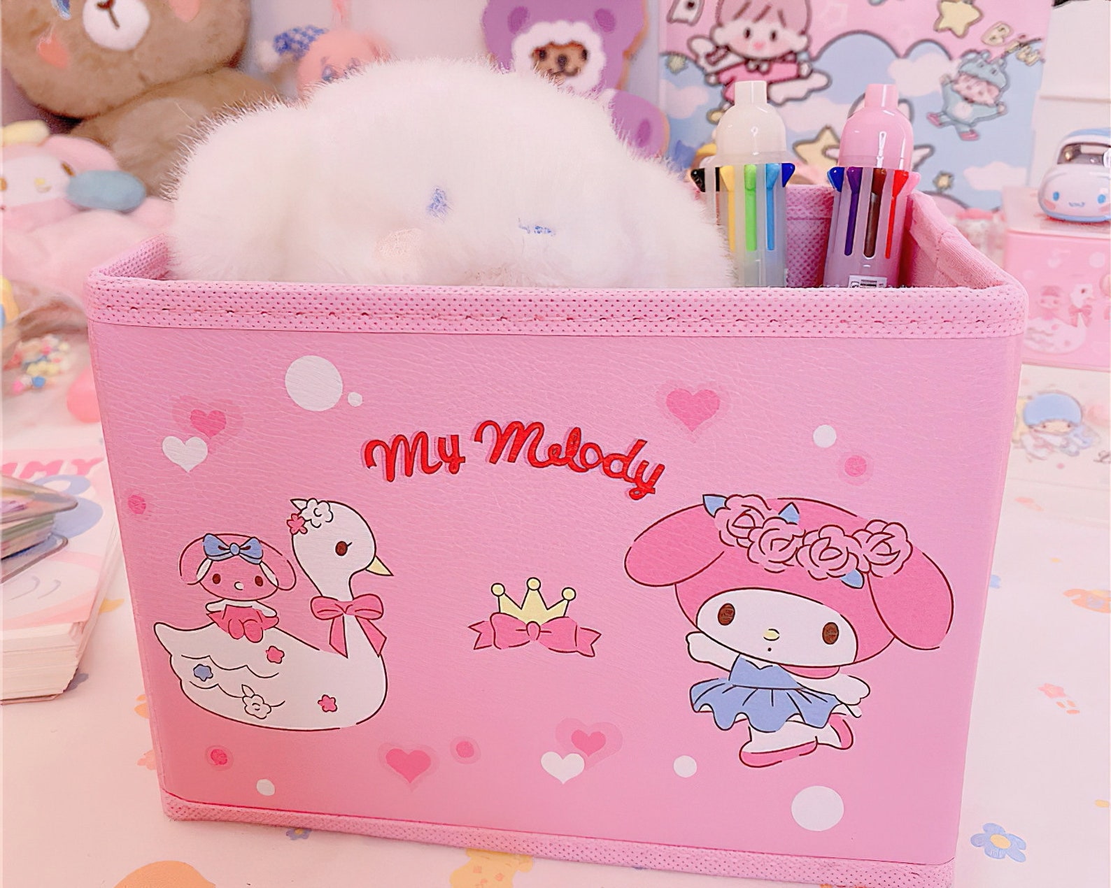 Cute Desk Storage Box Kawaii Desk Organizer | Etsy