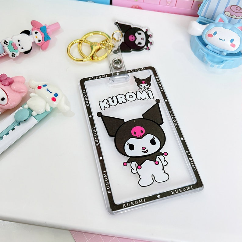 Cute Transparent Plastic Card Holder Cartoon Keychain Girl - Etsy