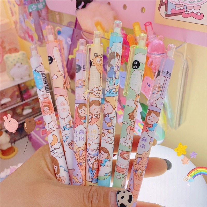 Cute Girl Gel Pen Set of 6 - Etsy