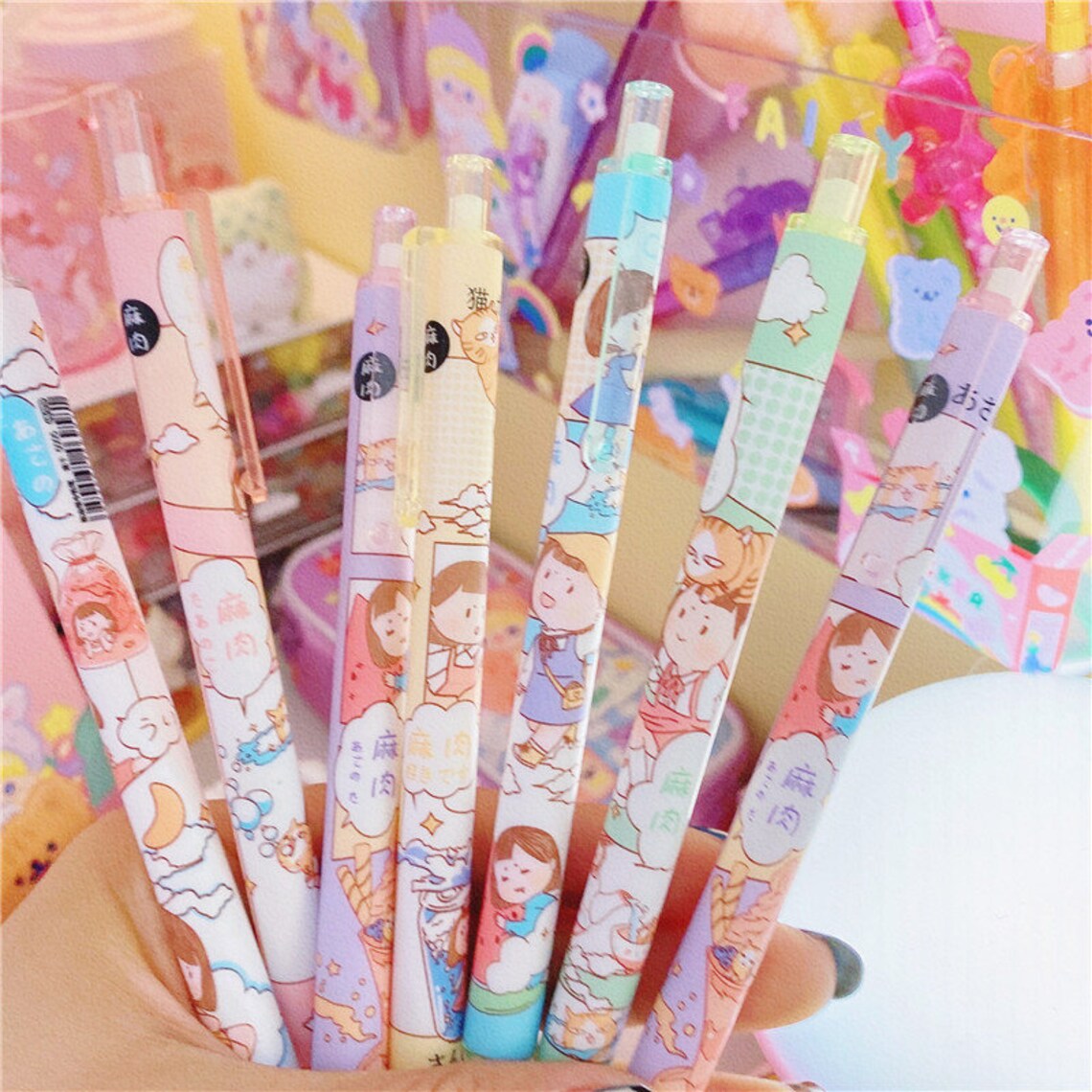 Cute Girl Gel Pen Set of 6 - Etsy