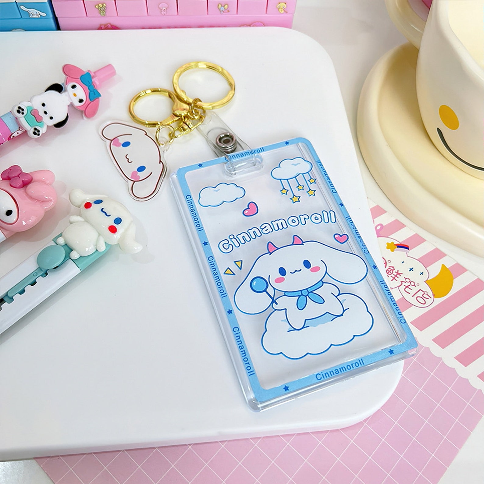 Cute Transparent Plastic Card Holder Cartoon Keychain Girl - Etsy