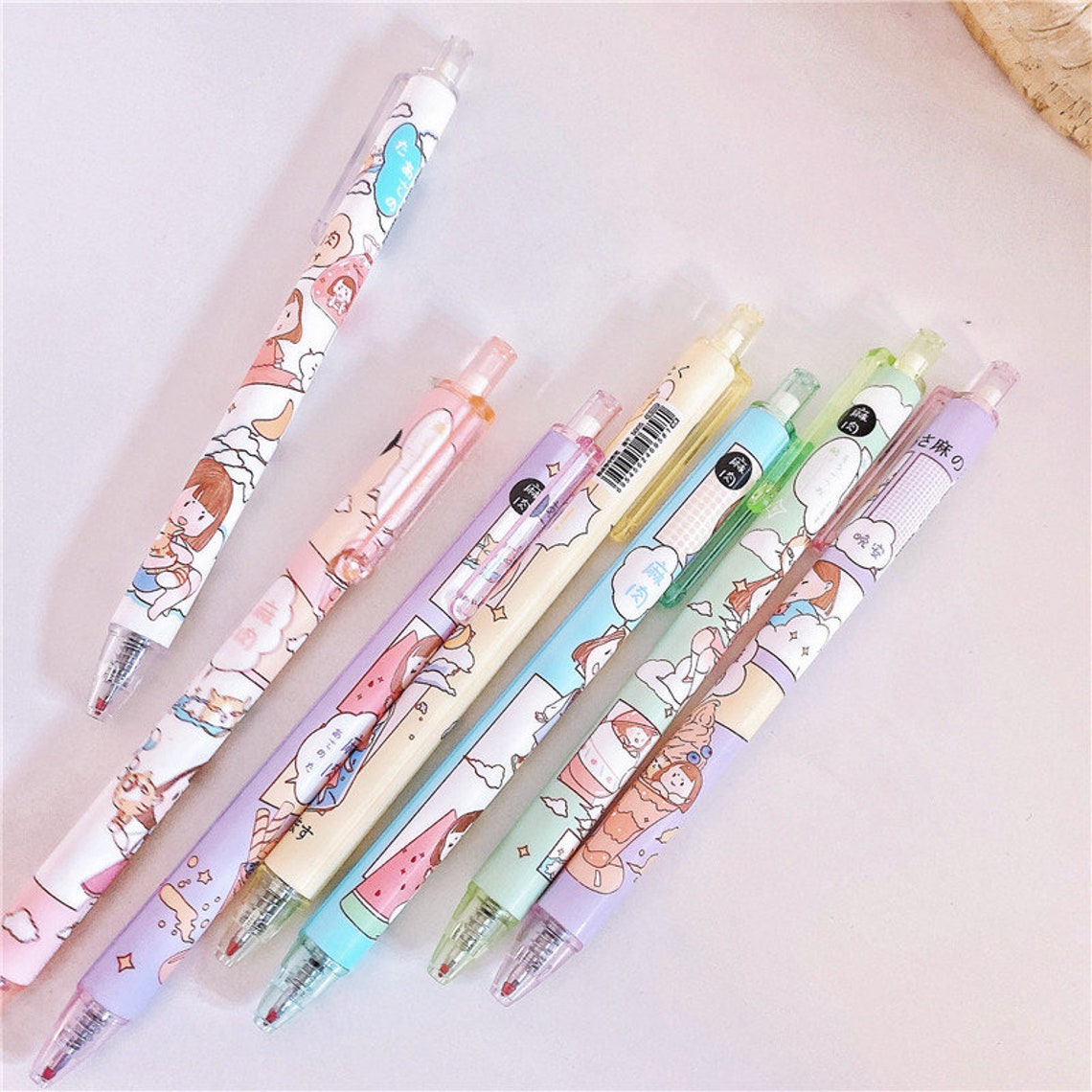 Cute Girl Gel Pen Set of 6 - Etsy