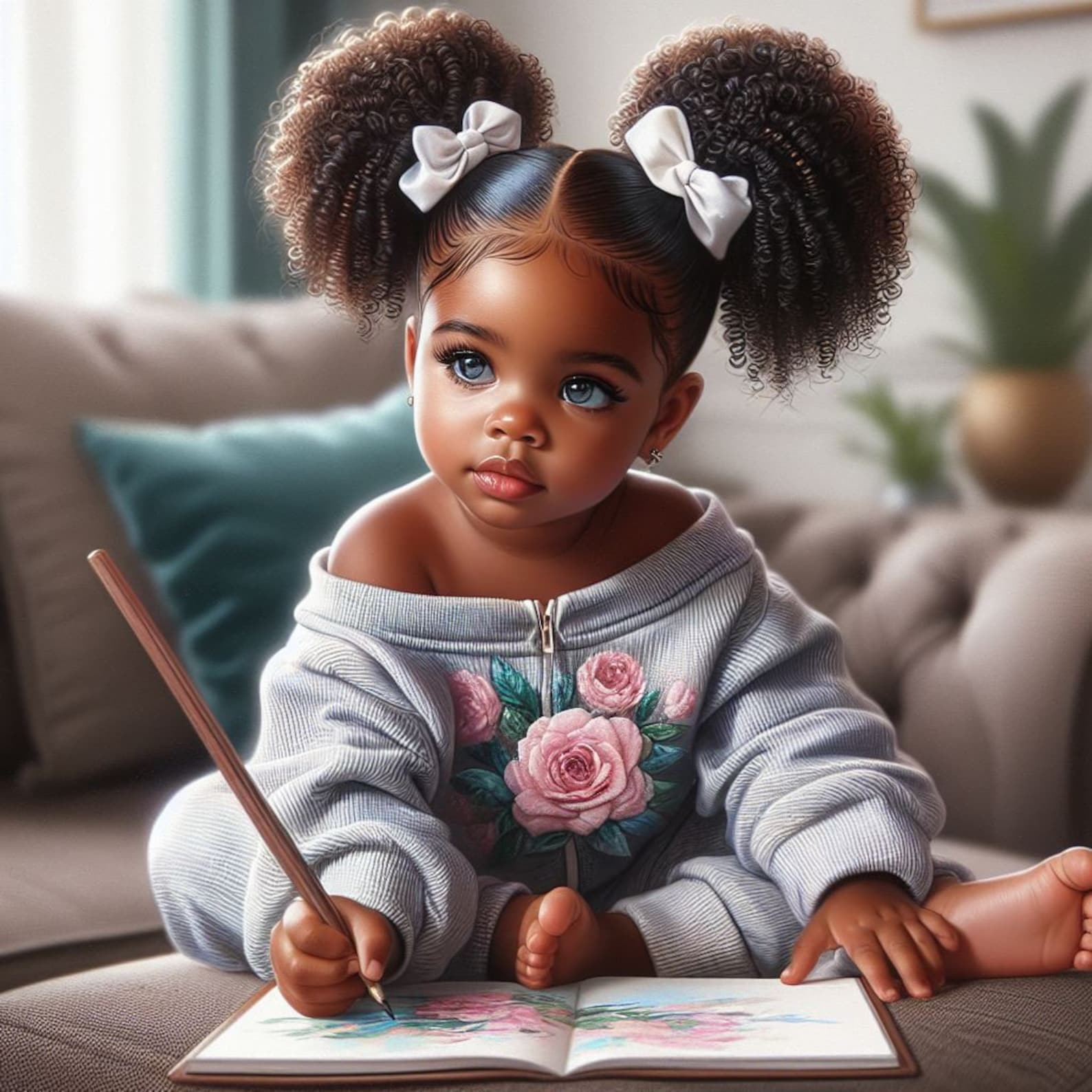 Cute Little Black Girl, Digital Art, Wall Art, Printable Art, Printable ...