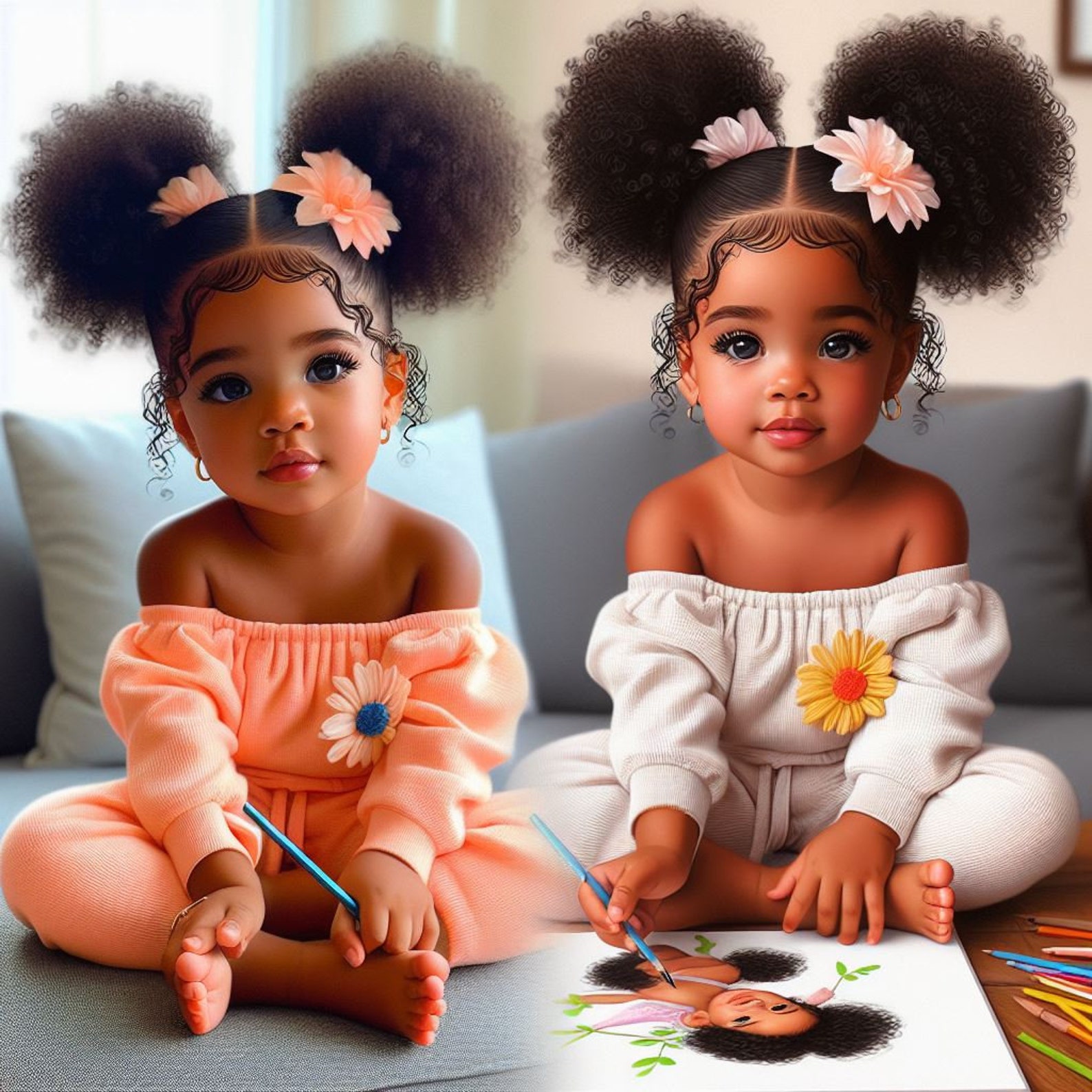 Cute Little Black Girl, Digital Art, Wall Art, Printable Art, Printable ...