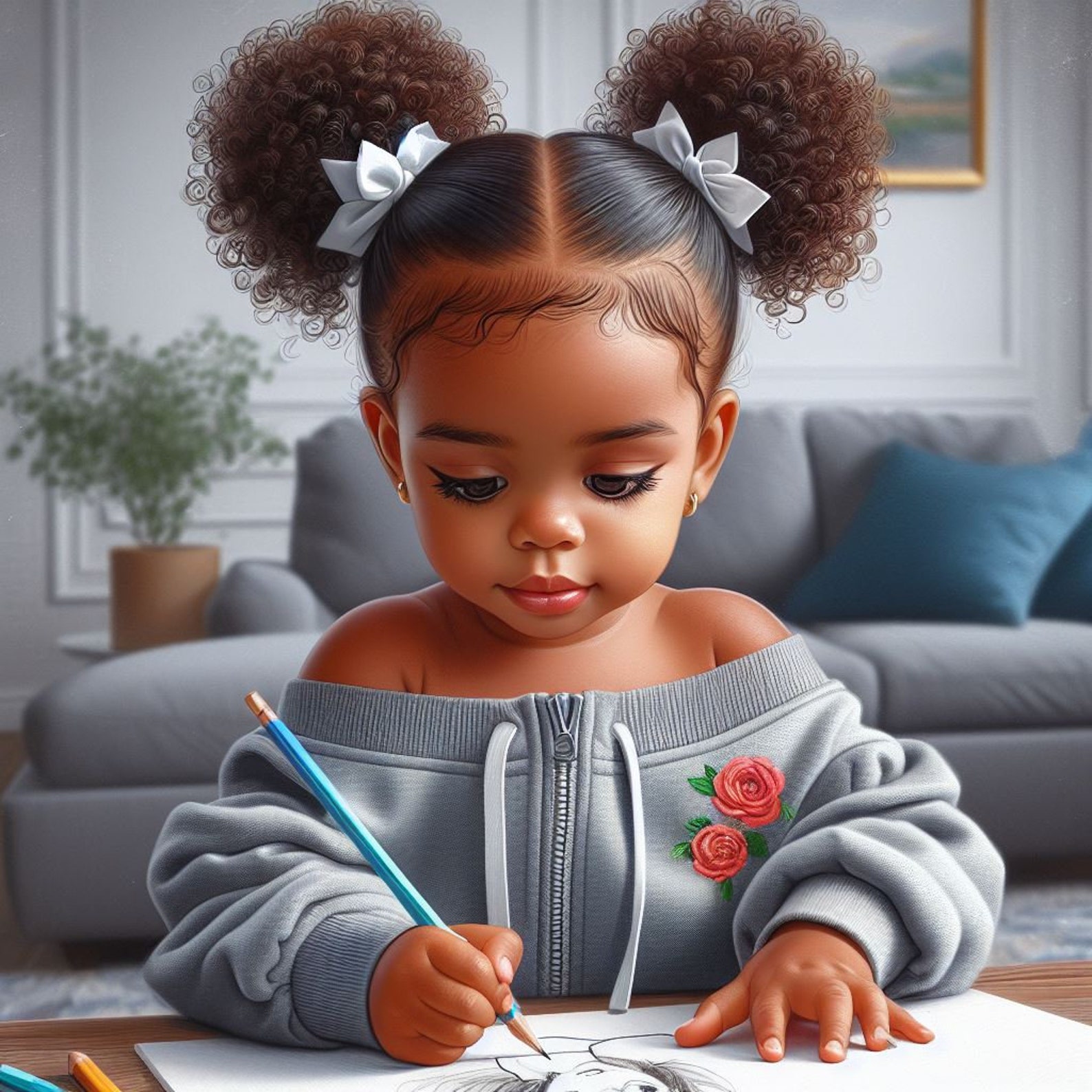 Cute Little Black Girl, Digital Art, Wall Art, Printable Art, Printable ...