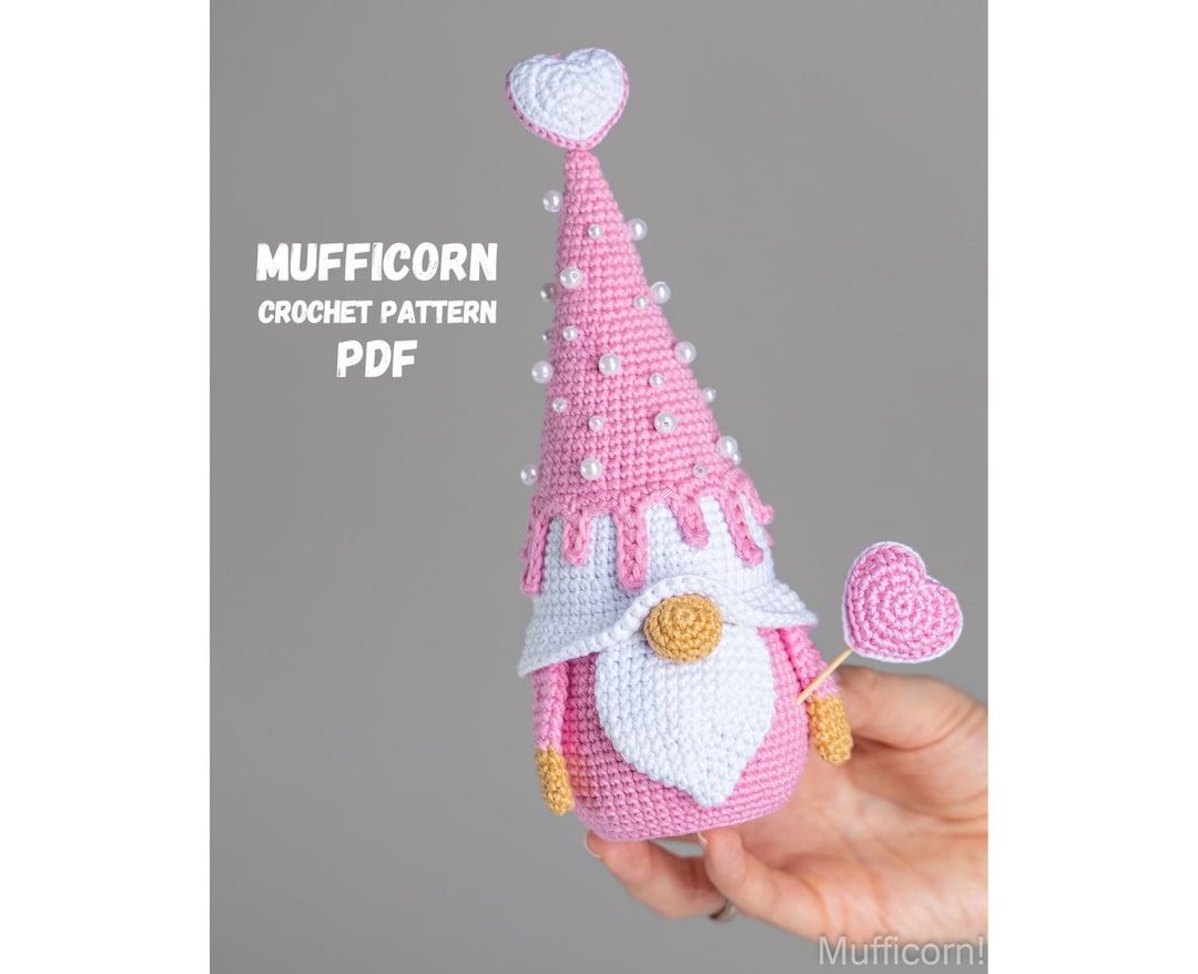 Crochet Patterns Gnome With Crochet Heart by Mufficorn, Crochet ...