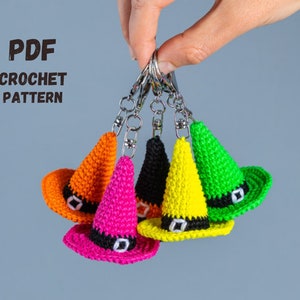 Halloween Crochet Pattern Witch Hat Keychain, Crochet Witch Hat Pattern ...