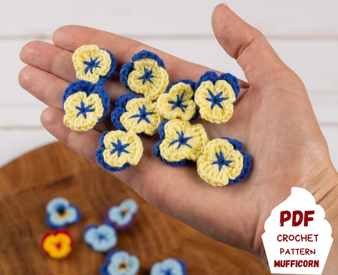 Crochet Pansies Pattern, Crochet Flower Applique Pattern, Crochet ...