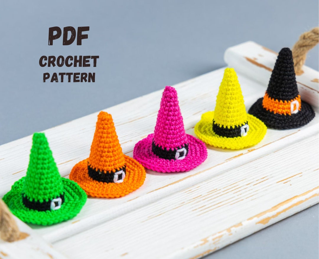 Halloween Crochet Pattern Witch Hat Keychain, Crochet Witch Hat Pattern ...