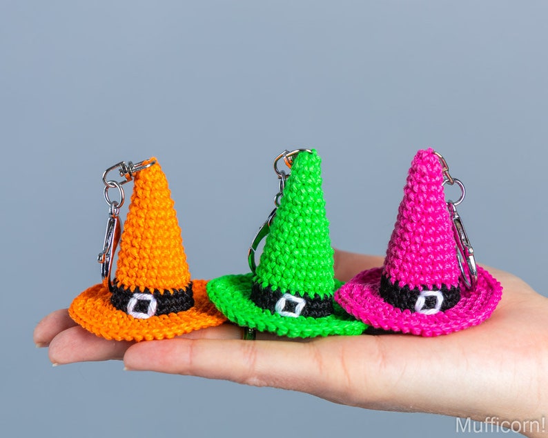 Halloween Crochet Pattern Witch Hat Keychain, Crochet Witch Hat Pattern ...