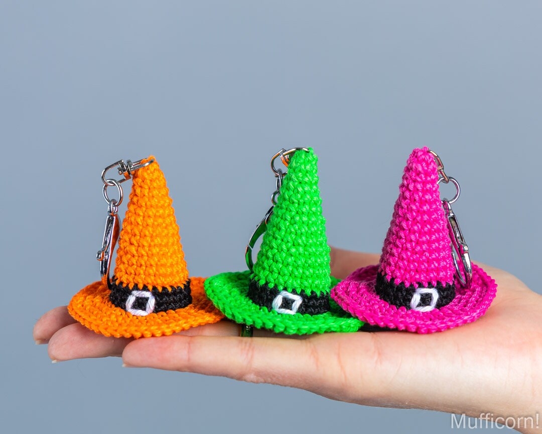 Halloween Crochet Pattern Witch Hat Keychain, Crochet Witch Hat Pattern ...