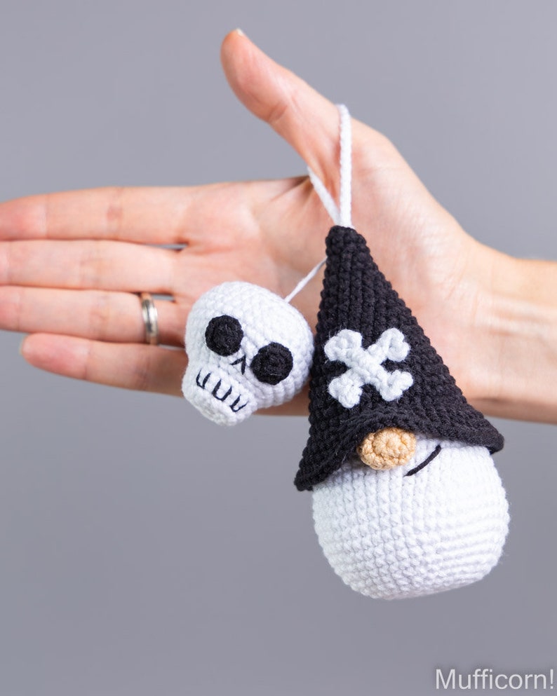 Halloween Crochet Keychain Pattern Gnome With Skull Ans - Etsy