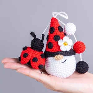 Crochet Ladybug Keychain Pattern, Crochet Patterns Gnome and Ladybug ...