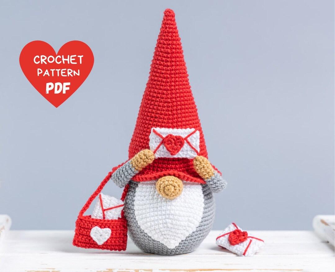 Crochet Patterns Gnome With Crochet Bag and Envelope, Crochet Gnome ...