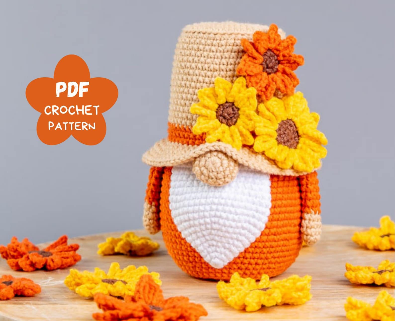Crochet Patterns Garden Gnome Crochet Sunflower Pattern - Etsy
