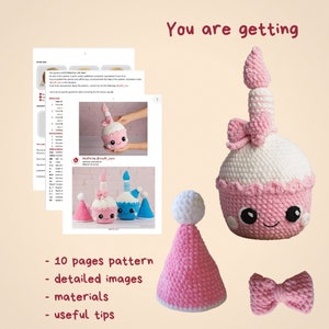 Cupcake Crochet Pattern for Birthday Girl, Large Cupcake Amigurumi ...