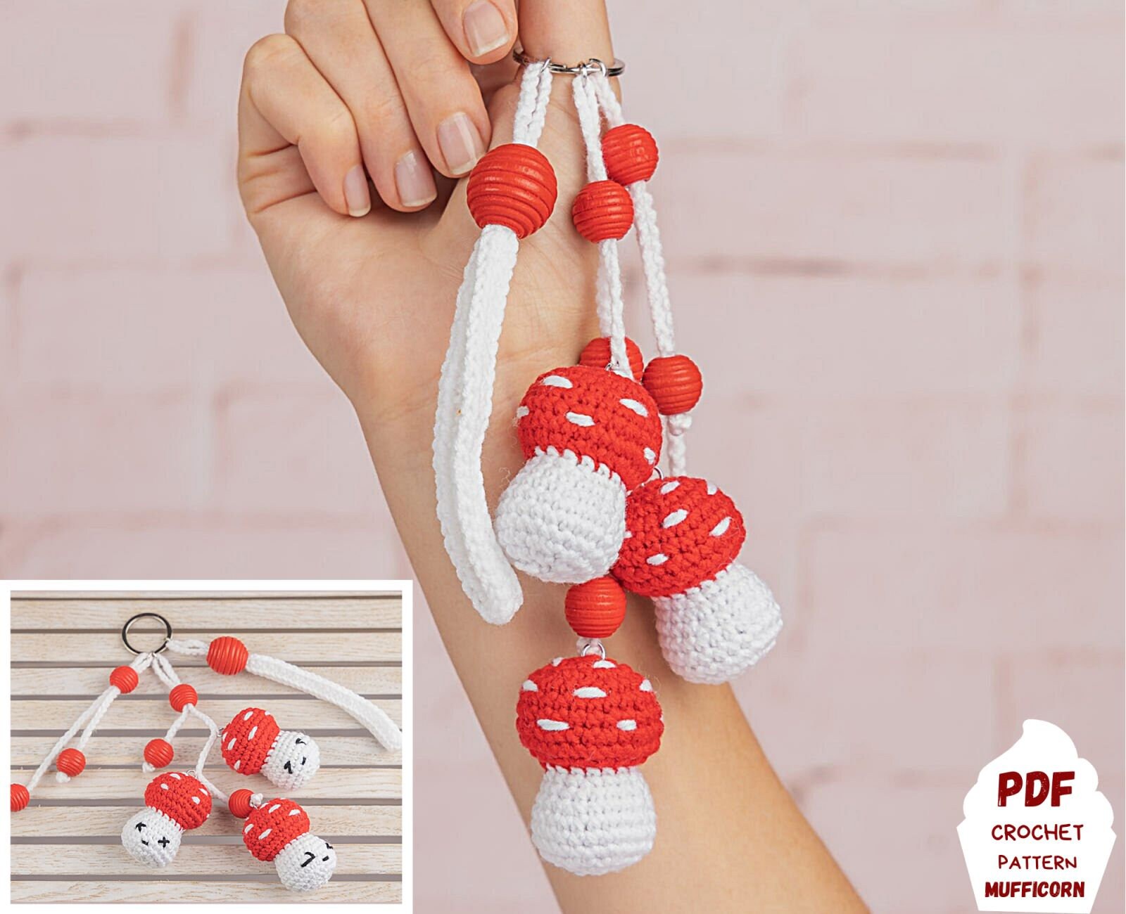 Mushroom Crochet Keychain Pattern Halloween Amigurumi | Etsy