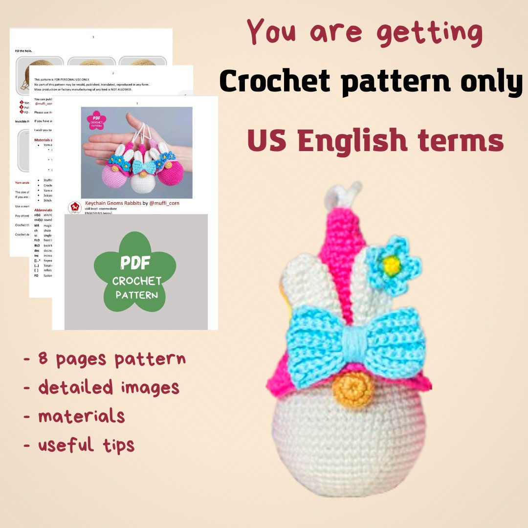 Crochet Patterns Easter Bunny Keychain With Crochet Flowers - Etsy Canada