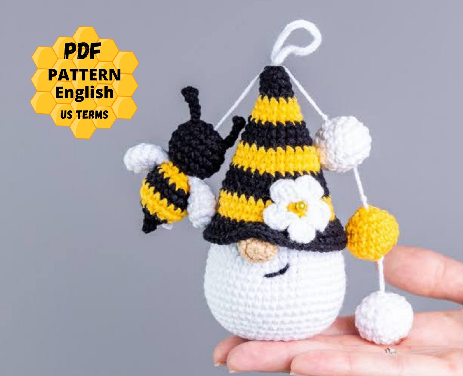 Crochet Bee Keychain Pattern Crochet Patterns Gnome and Bee - Etsy