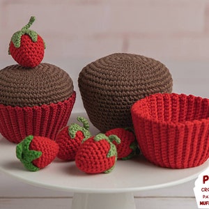 Crochet Strawberry Chocolate Muffin Pattern, Amigurumi Food Pattern for ...