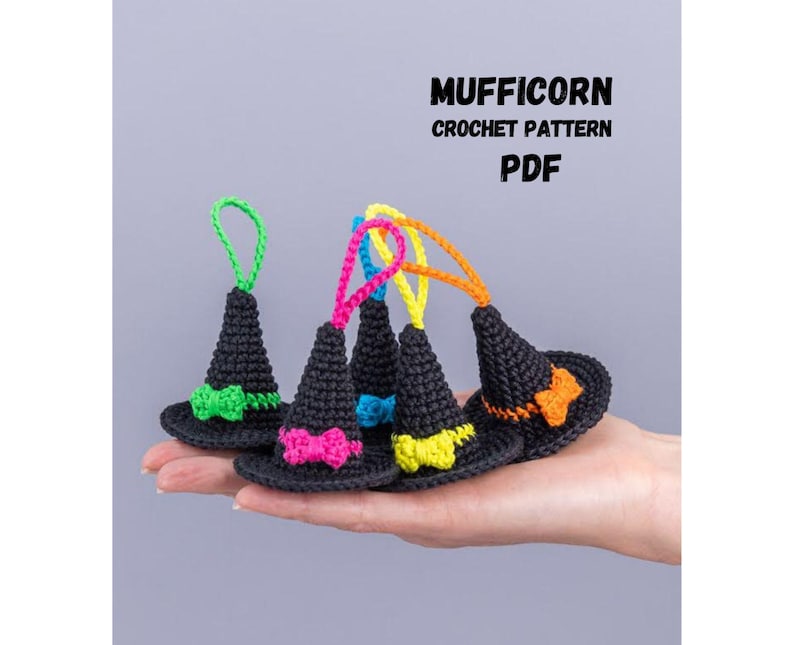 Crochet Pattern Halloween Witch Hat Keychain, Crochet Witch Hat Pattern ...