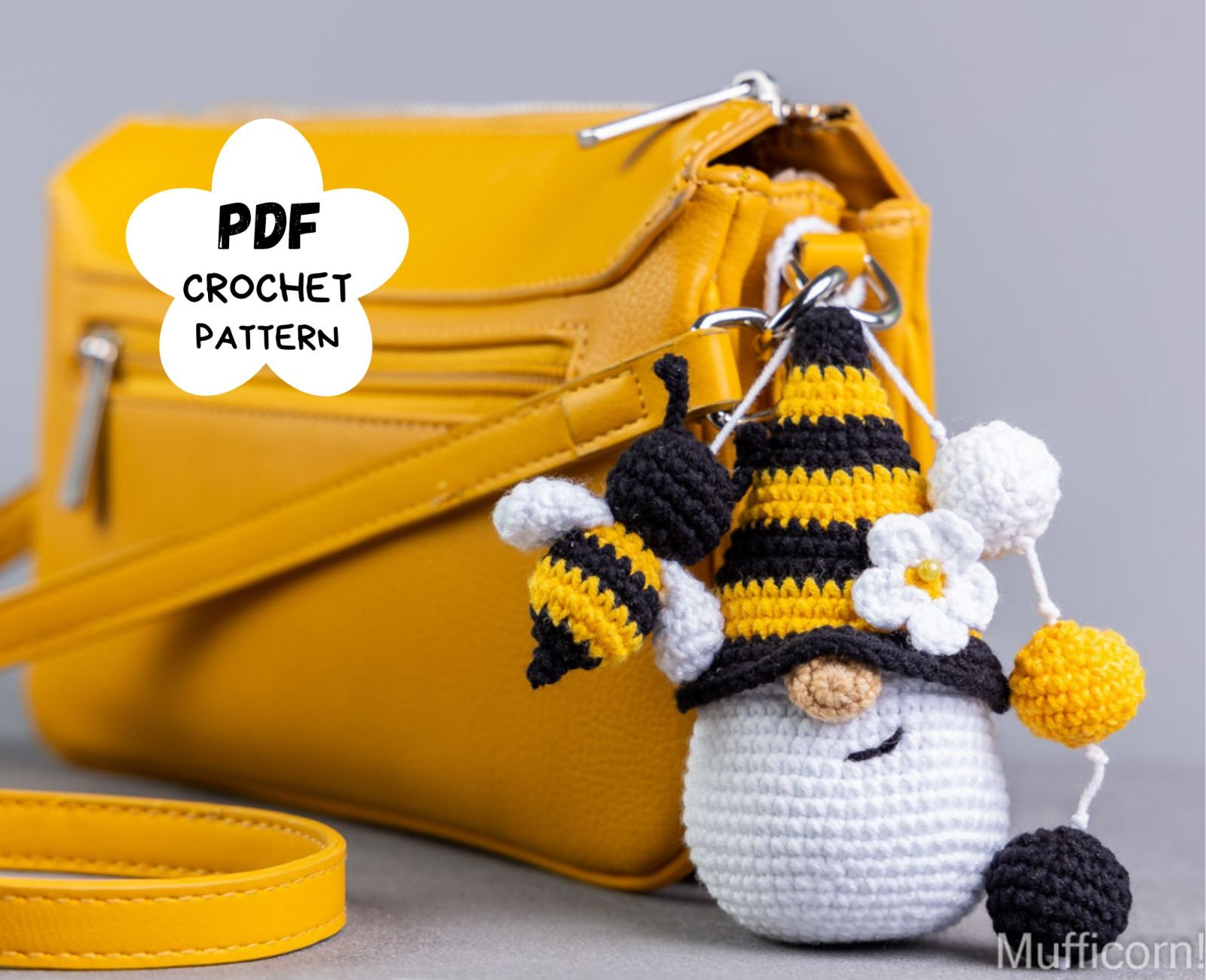 Crochet Bee Keychain Pattern Crochet Patterns Gnome and Bee - Etsy