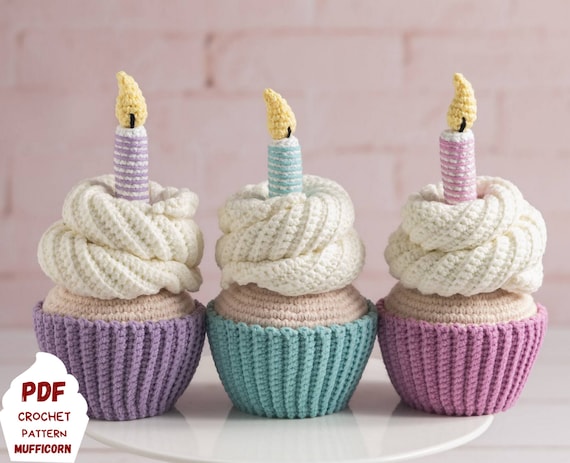 Crochet Patterns Birthday Crochet Cupcake Crochet Food - Etsy