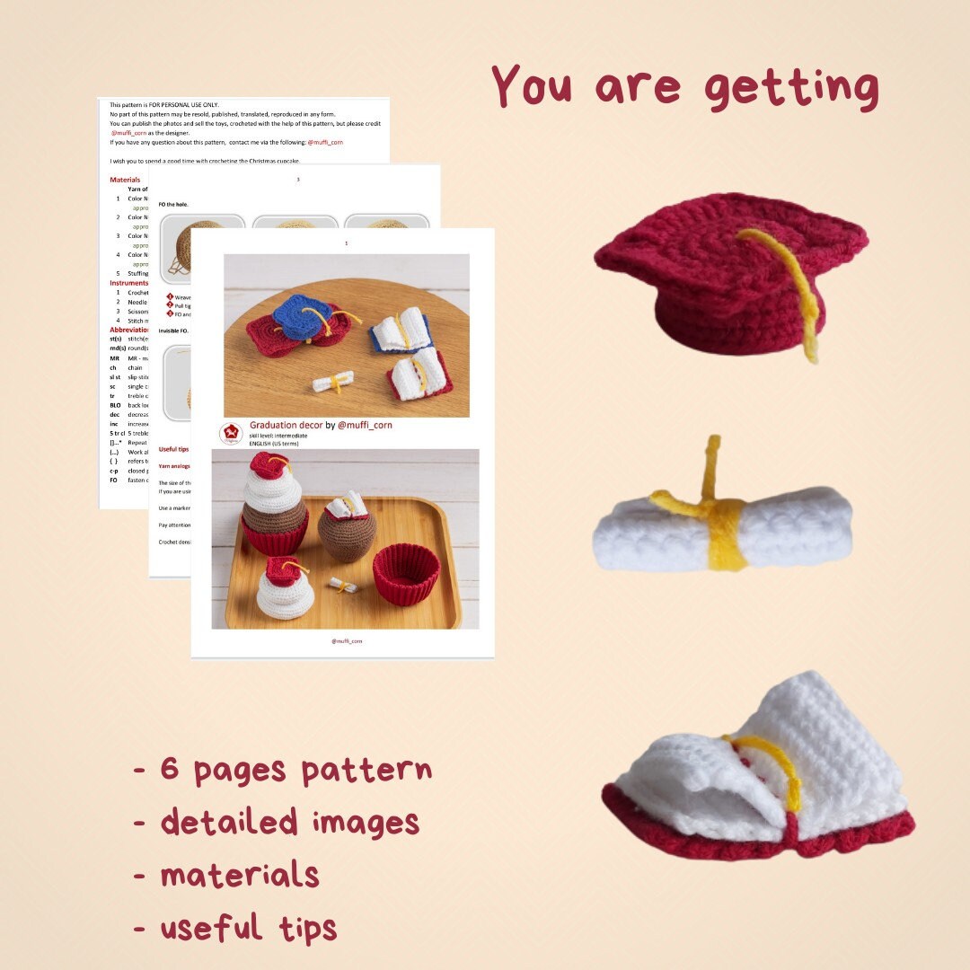 Graduation cap crochet keyring pattern Graduation gifts | Etsy