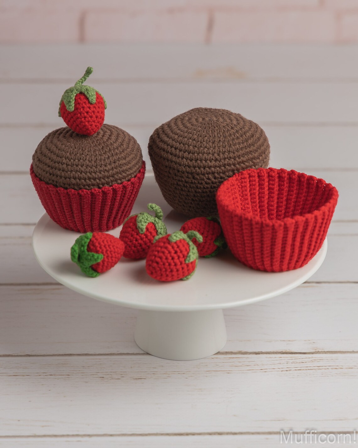 Crochet Strawberry Chocolate Muffin Pattern, Amigurumi Food Pattern for ...