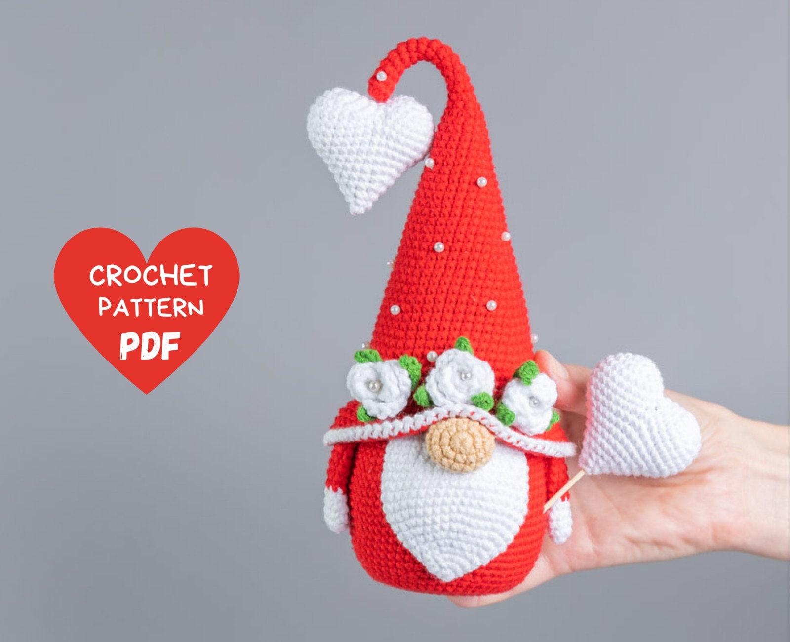 Crochet Patterns Gnome With Crochet Heart Crochet Gnome - Etsy