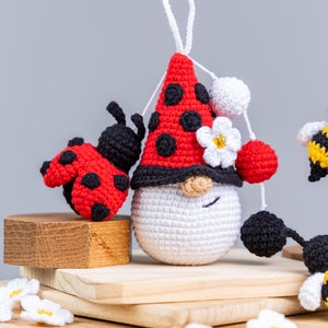 Crochet Ladybug Keychain Pattern, Crochet Patterns Gnome and Ladybug ...