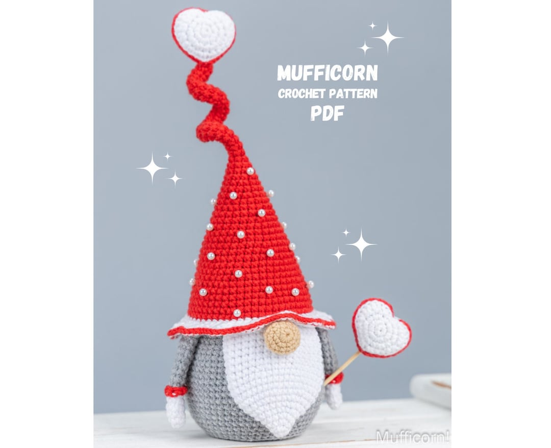 Crochet Patterns Gnome by Mufficorn With Crochet Heart, Crochet Gnome ...